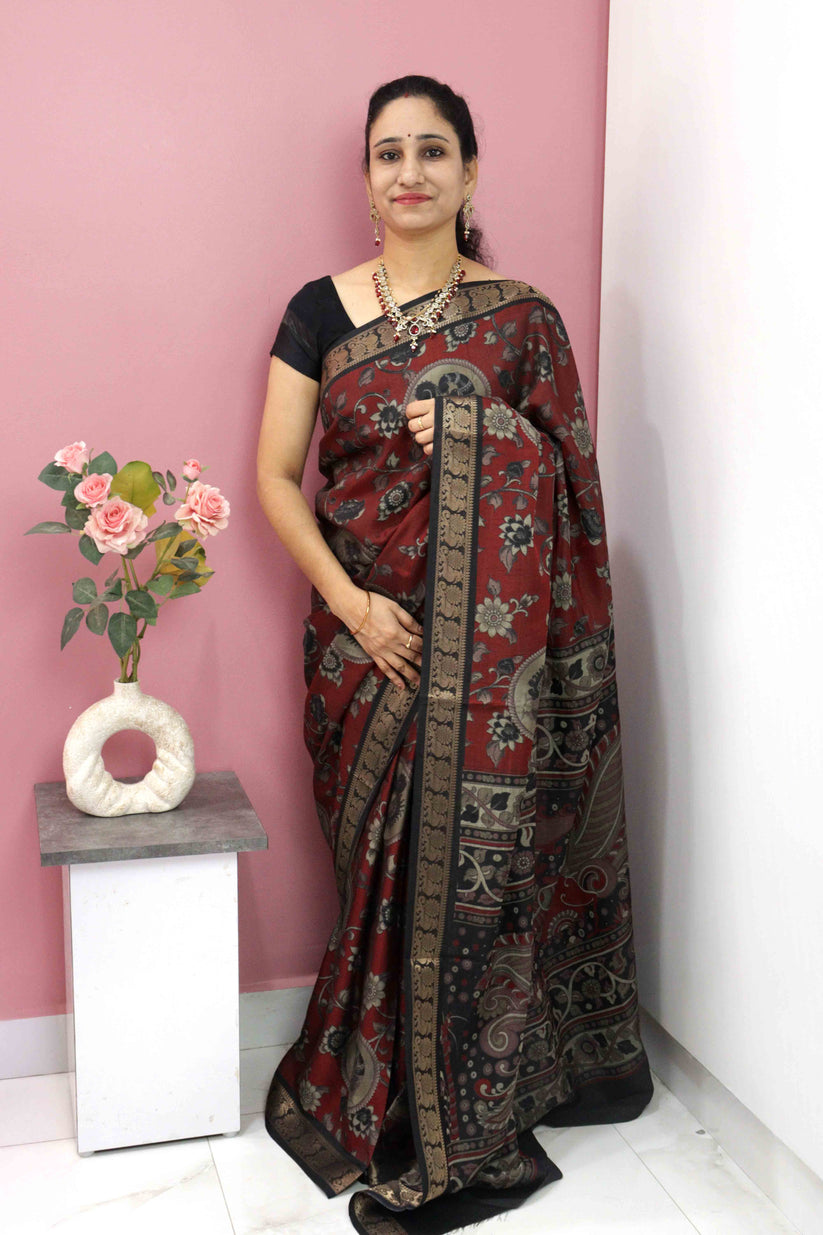 DC025 | Maheshwari Silk Saree with Narayana Pattu Border – 6 Beautiful ...
