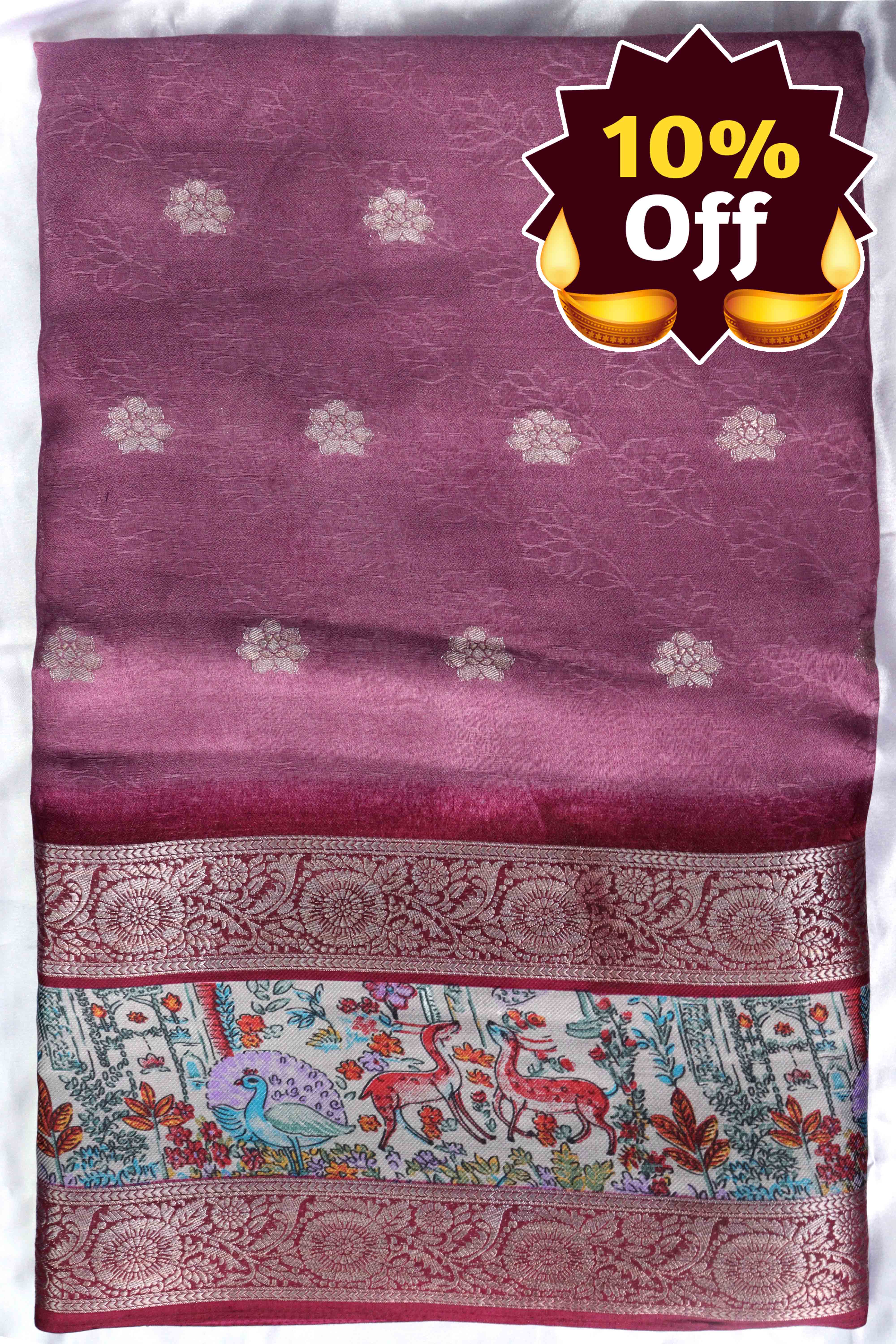 Pink Designer Silk Saree – Double Border with Pichwai Print – Divyam ...